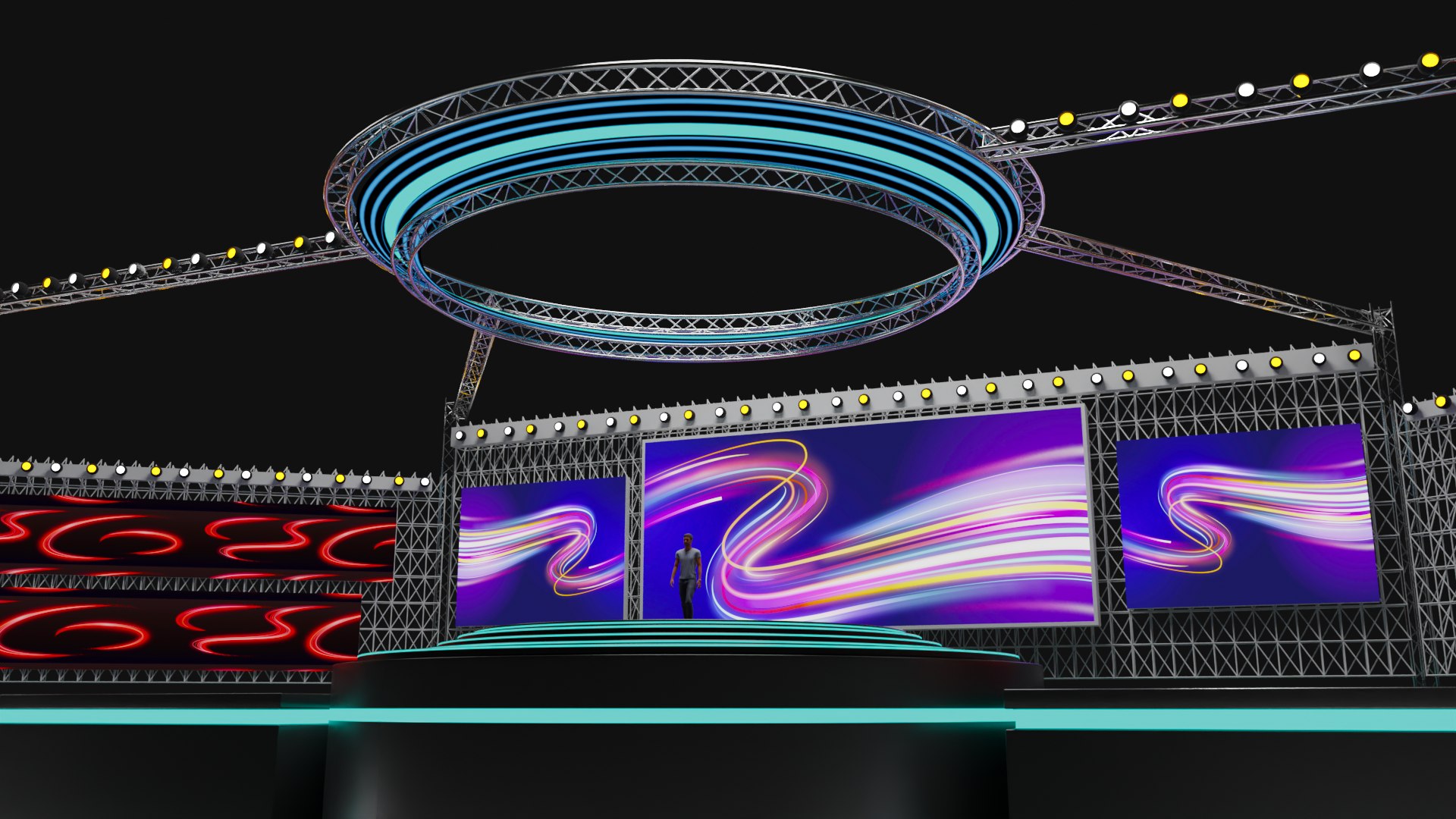 3D Entertainment Concert Event Stage 3D with Colorful Light model ...