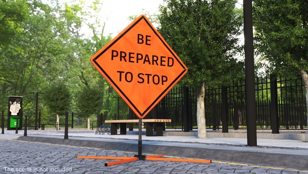 modelo 3d Be Prepared To Stop Traffic Control Sign - TurboSquid 2021851