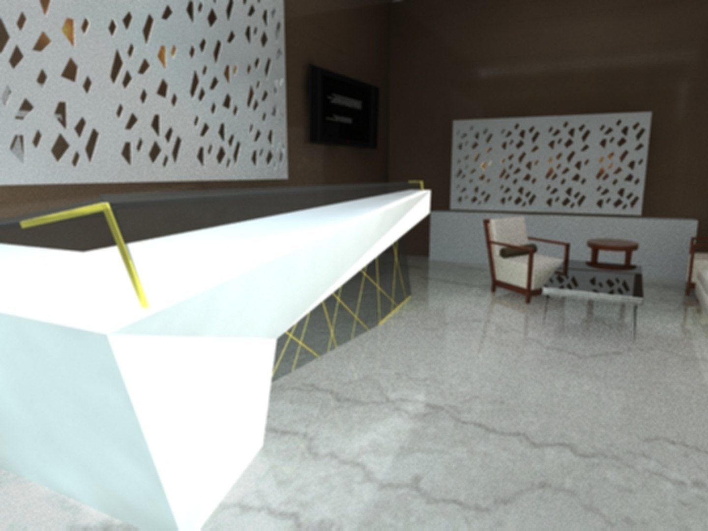 Modern commercial reception space 3D model - TurboSquid 1192094