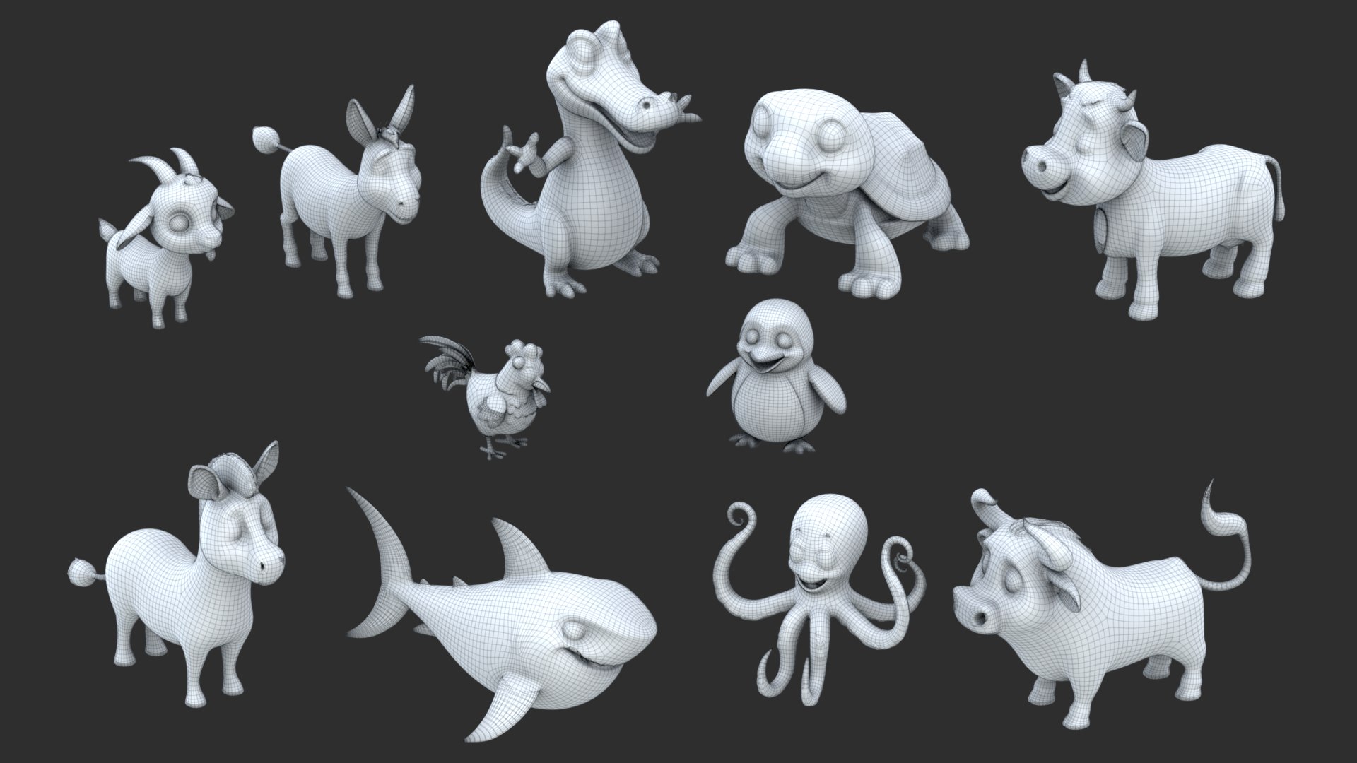 Stylized Animals Pack Rigged Game Animation Ready Low-poly 3D Model 3D ...