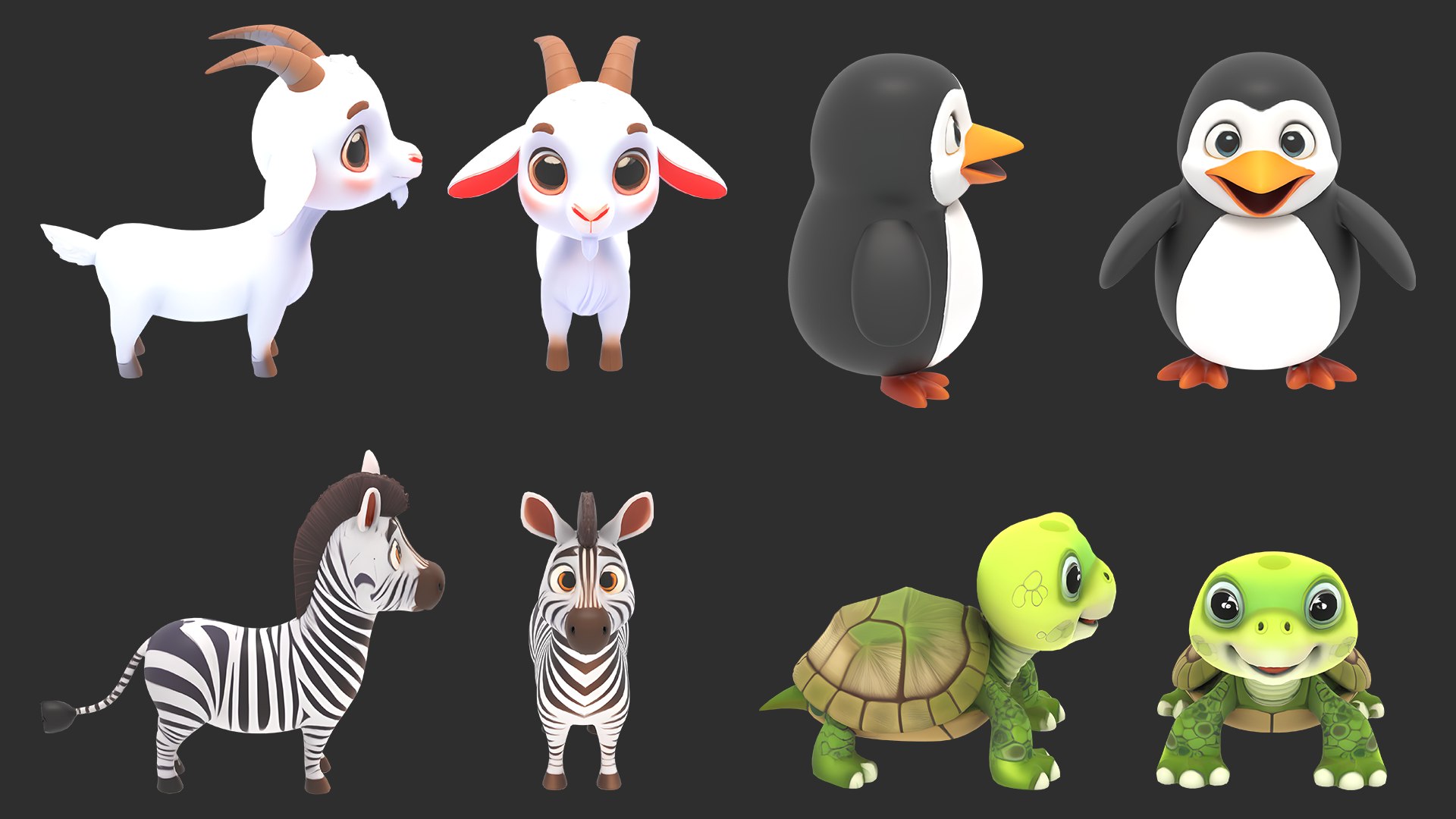 Stylized Animals Pack Rigged Game Animation Ready Low-poly 3D Model 3D ...