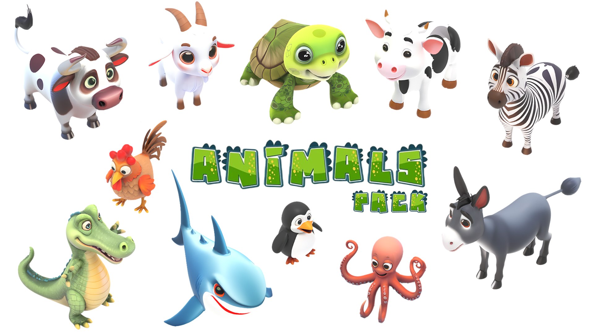 Stylized Animals Pack Rigged Game Animation Ready Low-poly 3D Model 3D ...