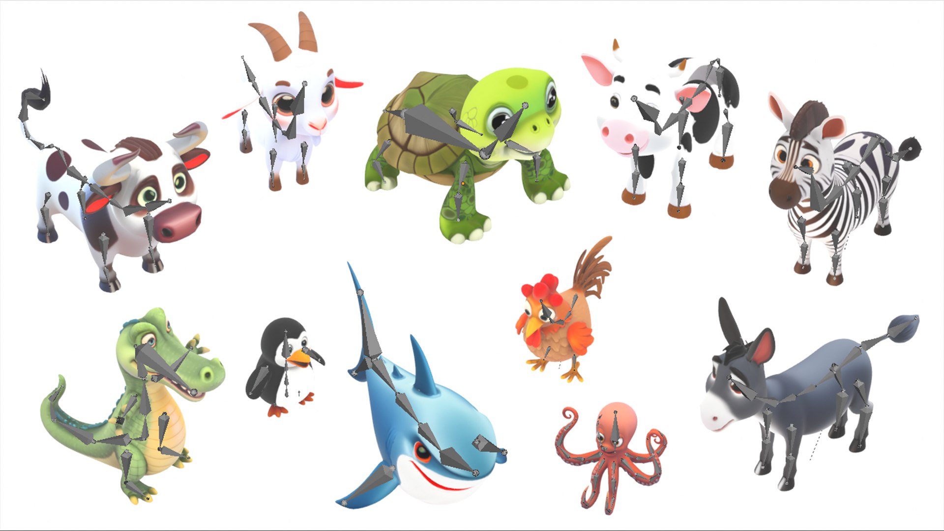 Stylized Animals Pack Rigged Game Animation Ready Low-poly 3D Model 3D ...