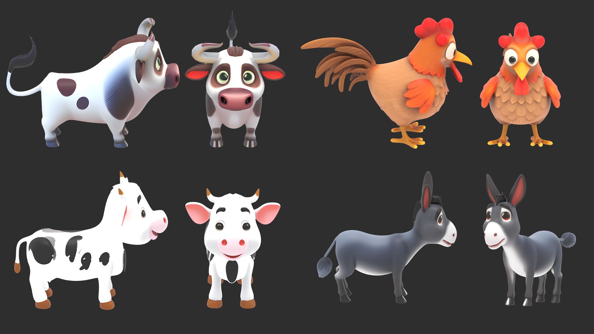 Stylized Animals Pack Rigged Game Animation Ready Low-poly 3D Model 3D ...