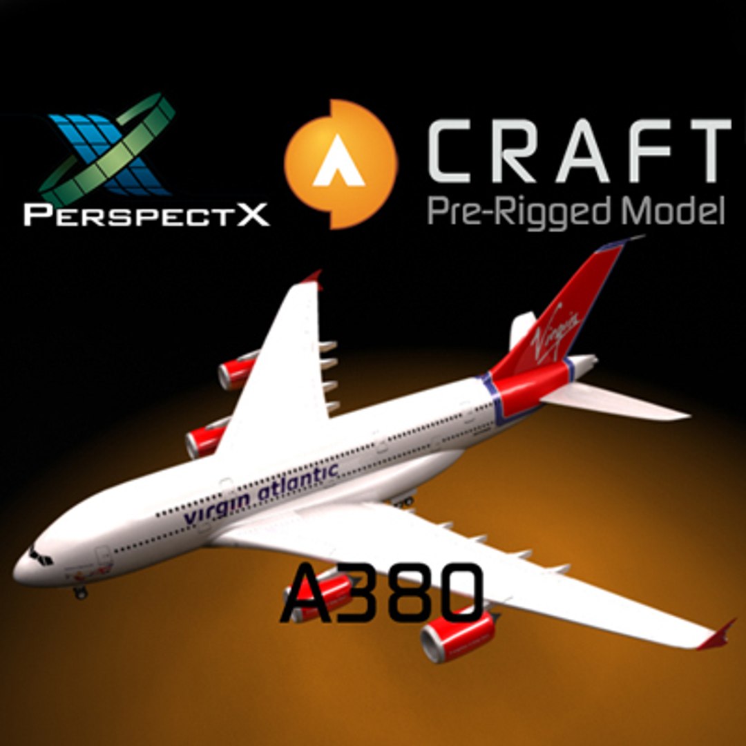 Pre-rigged Airbus A380 Craft 3d 3ds