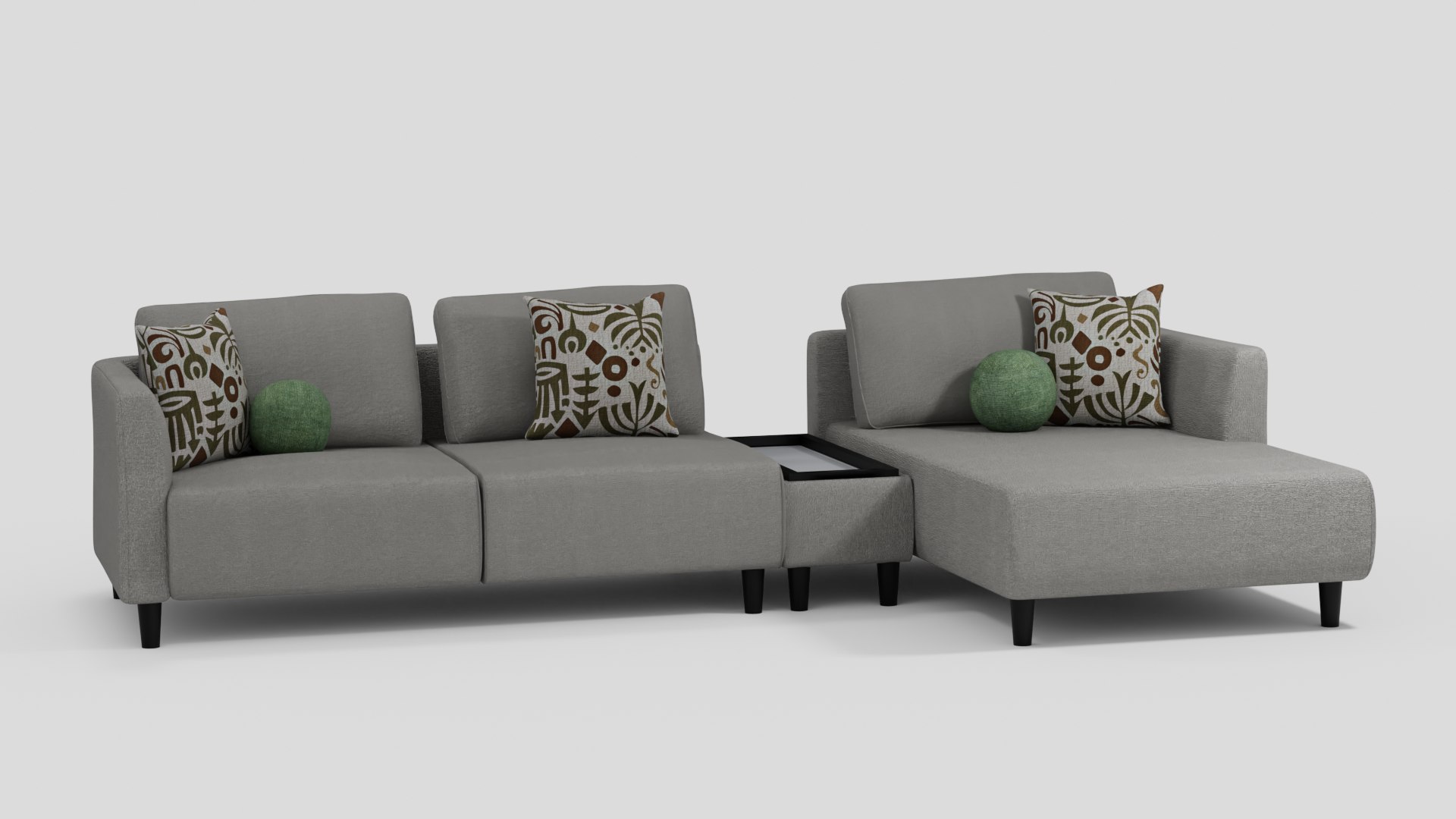 Modern L-Shaped Sofa With Console Pillows Model - TurboSquid 2500982