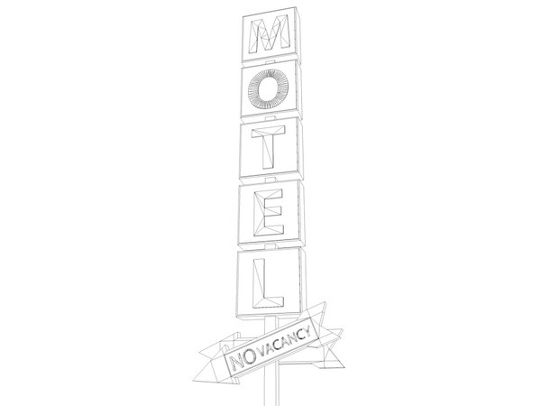 3d motel old sign