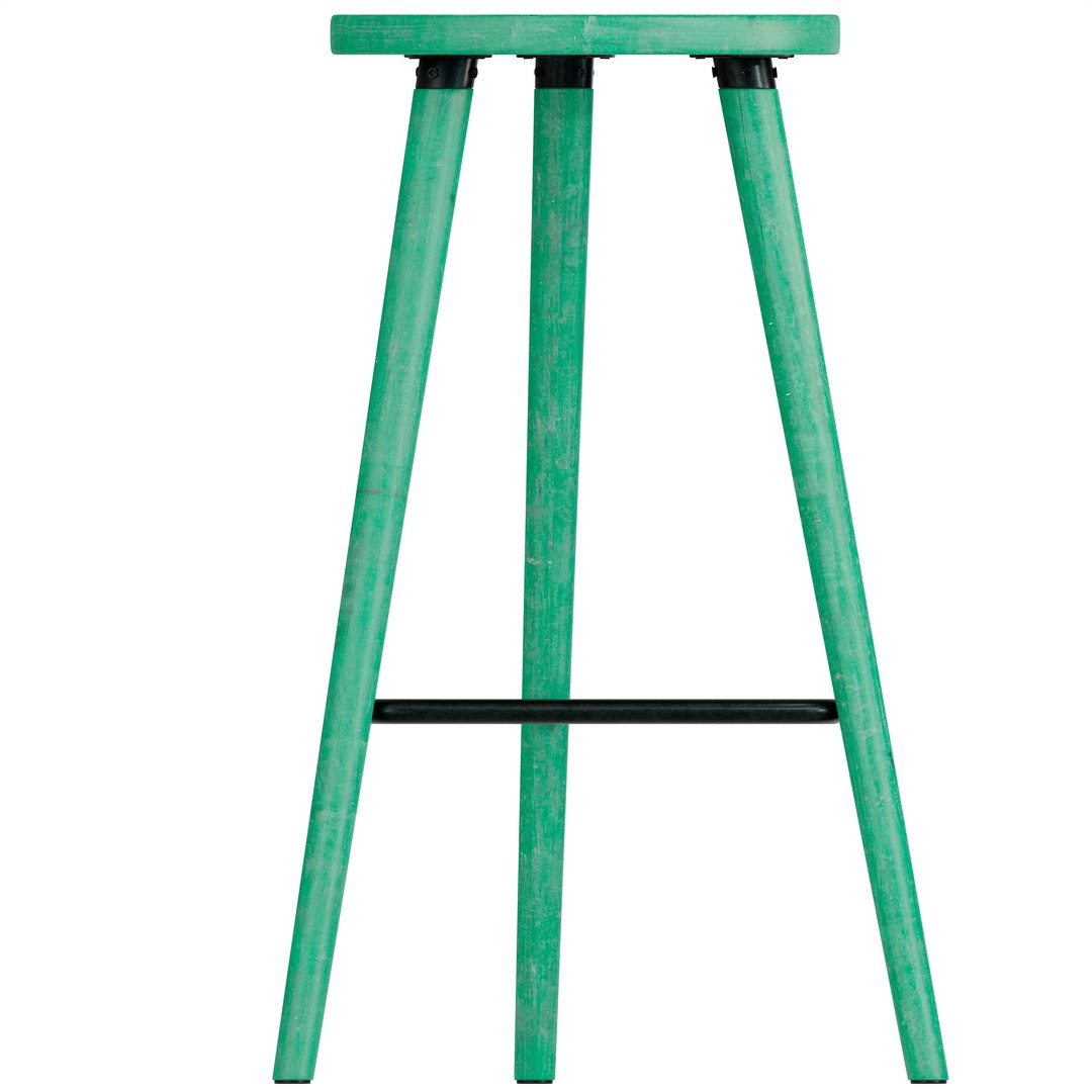 3D Green Round Counter Stool Bar Stool Solid Wood Backless Bar Stool ...