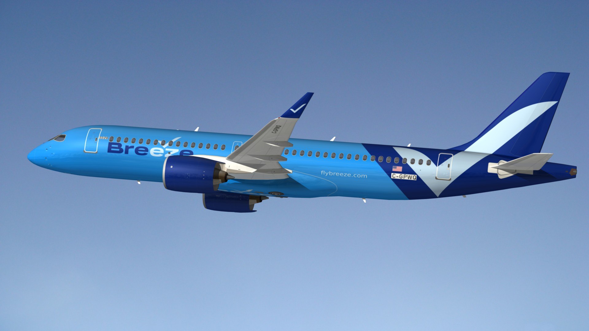 3D Airbus A220 300 Breeze Airways - TurboSquid 1813723