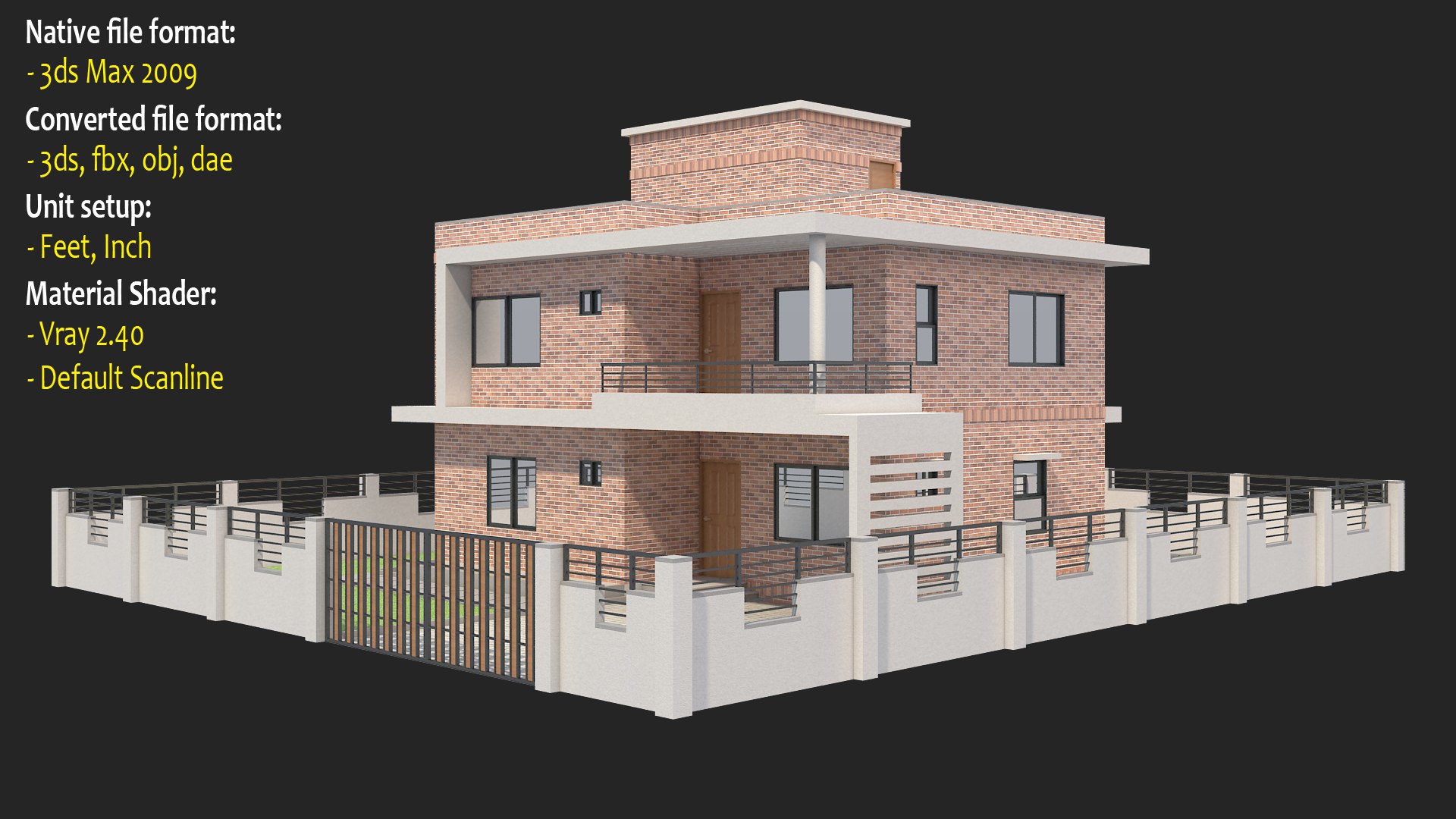 3D Brick House 12 Model - TurboSquid 2202271