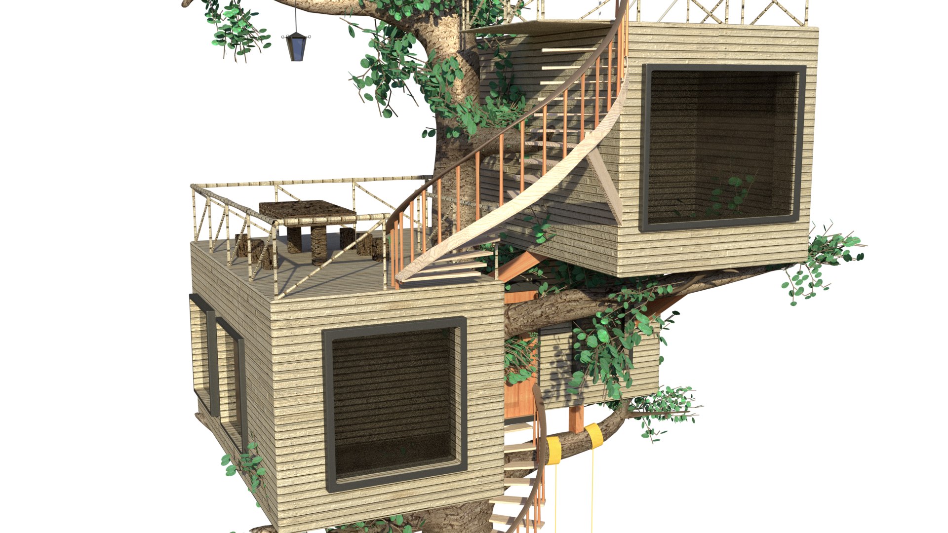 Modern Treehouse House Tree 3d 3ds