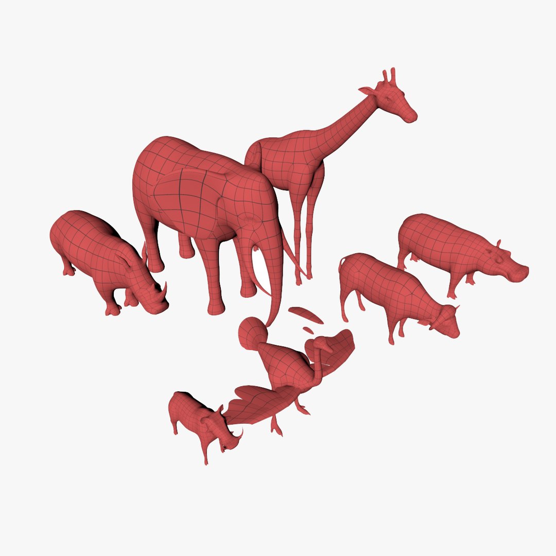 African Animals Base Mesh 3d Obj