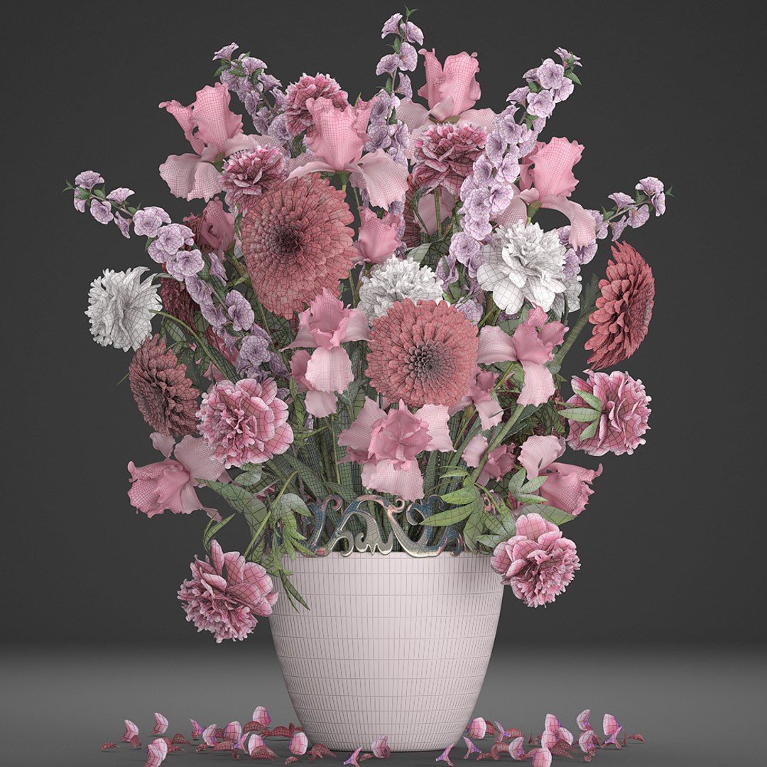 3D Bouquet Red Flowers - TurboSquid 1336785