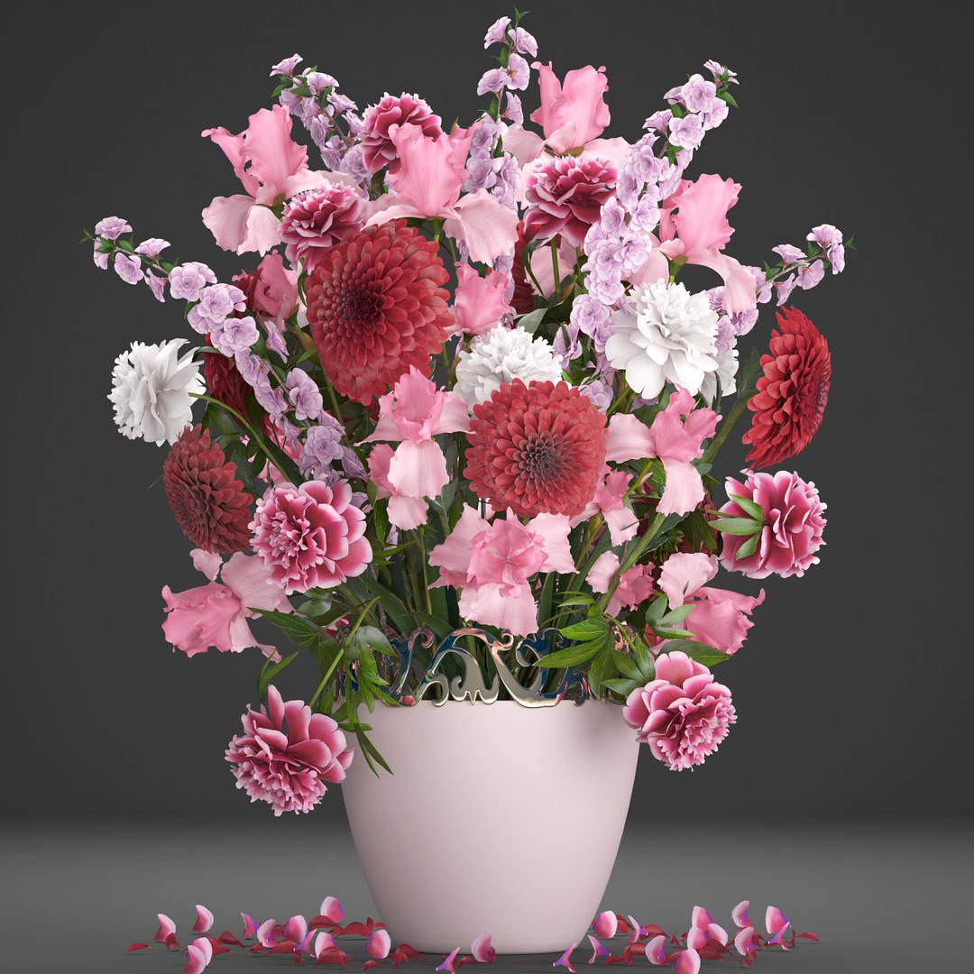 3D Bouquet Red Flowers - TurboSquid 1336785