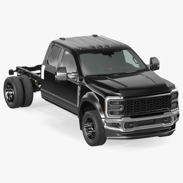 modelo 3d Long Cab Pickup Chassis Cab Black Rigged - TurboSquid 2088659