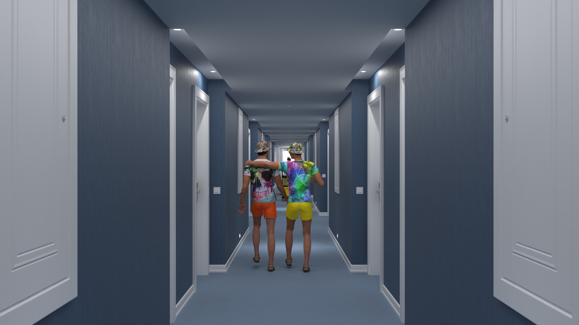 Tourists In Hotel Hallway 3D - TurboSquid 2325046