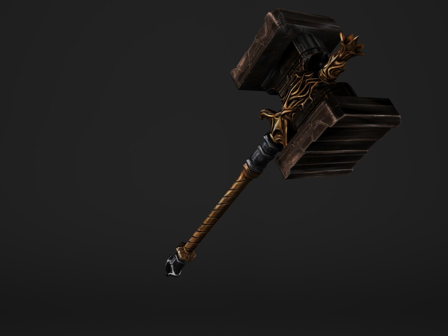 3D fantasy golden hammer - model - TurboSquid 1436067