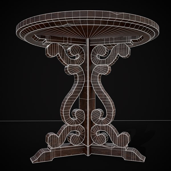 3D Medieval Mahogany Antique Three Legged Round Table model - TurboSquid 1984831