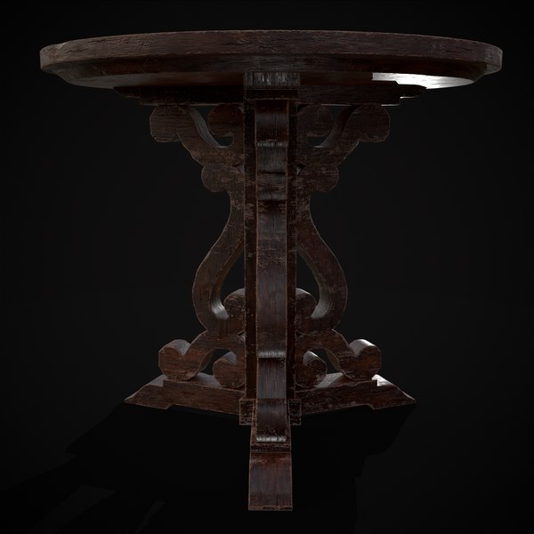3D Medieval Mahogany Antique Three Legged Round Table model ...