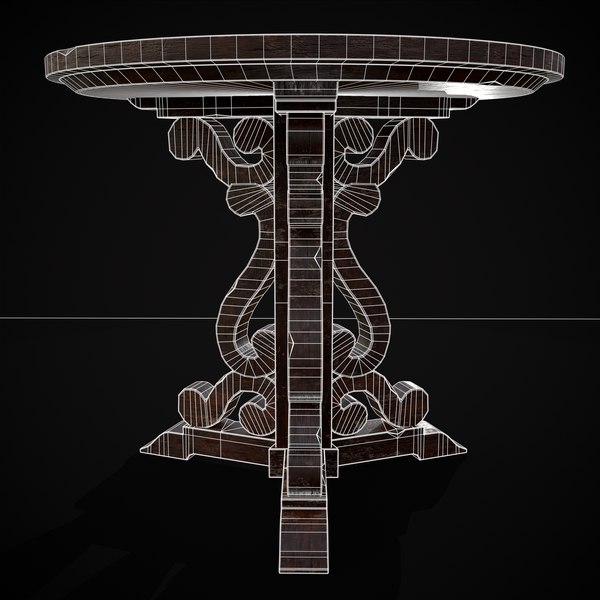 3D Medieval Mahogany Antique Three Legged Round Table model ...