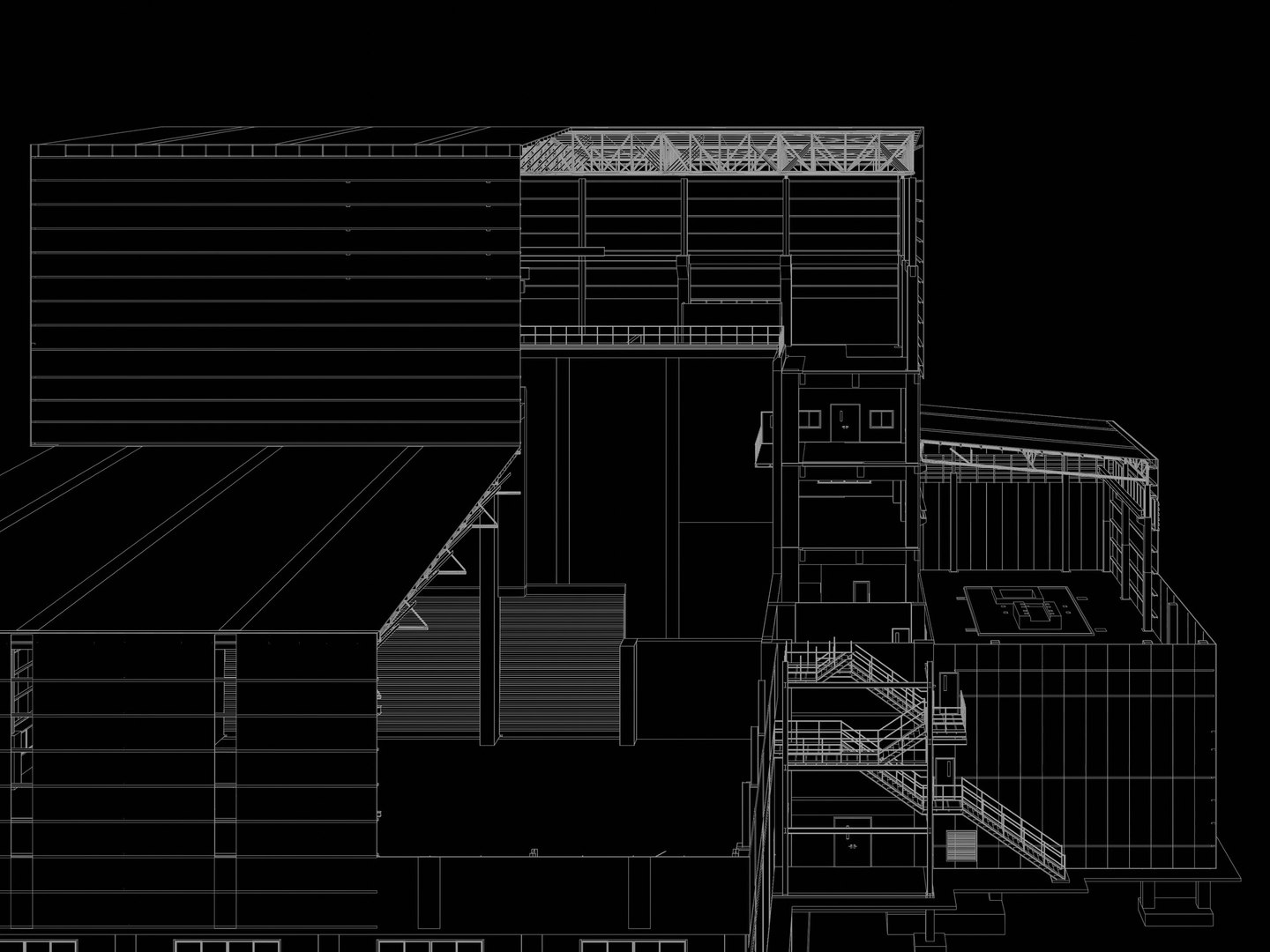 3D Model Industrial Building In Cutaway Section 25i16 - TurboSquid 2350302