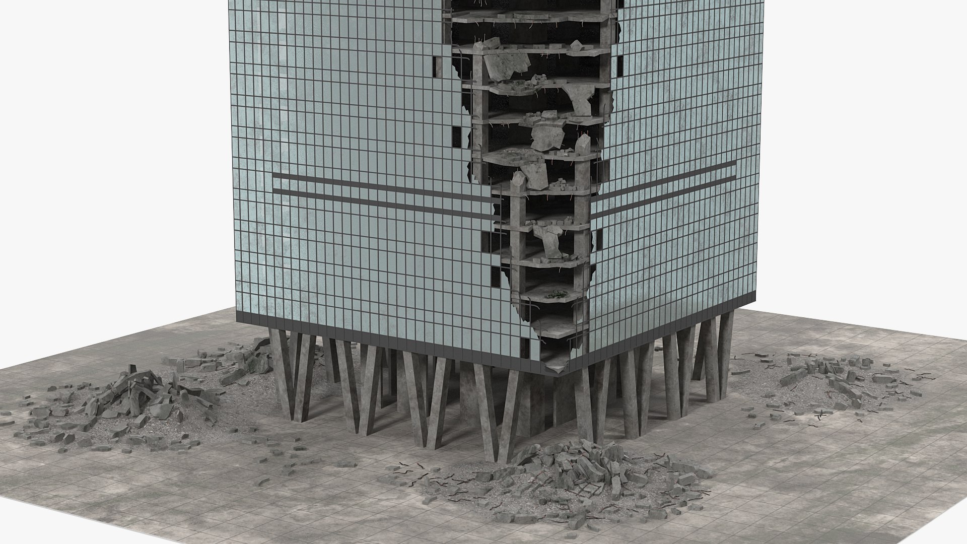 3D Model Destroyed Skyscraper - TurboSquid 1474074