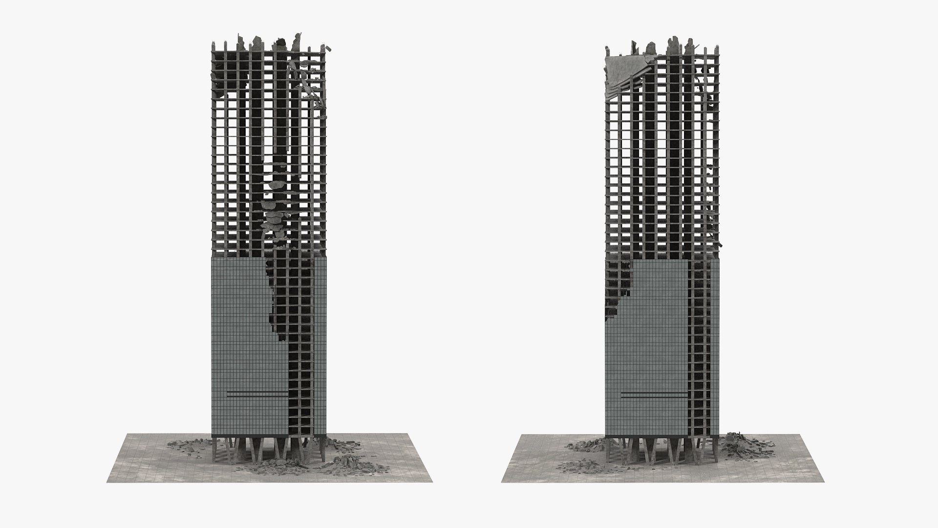 3D Model Destroyed Skyscraper - TurboSquid 1474074