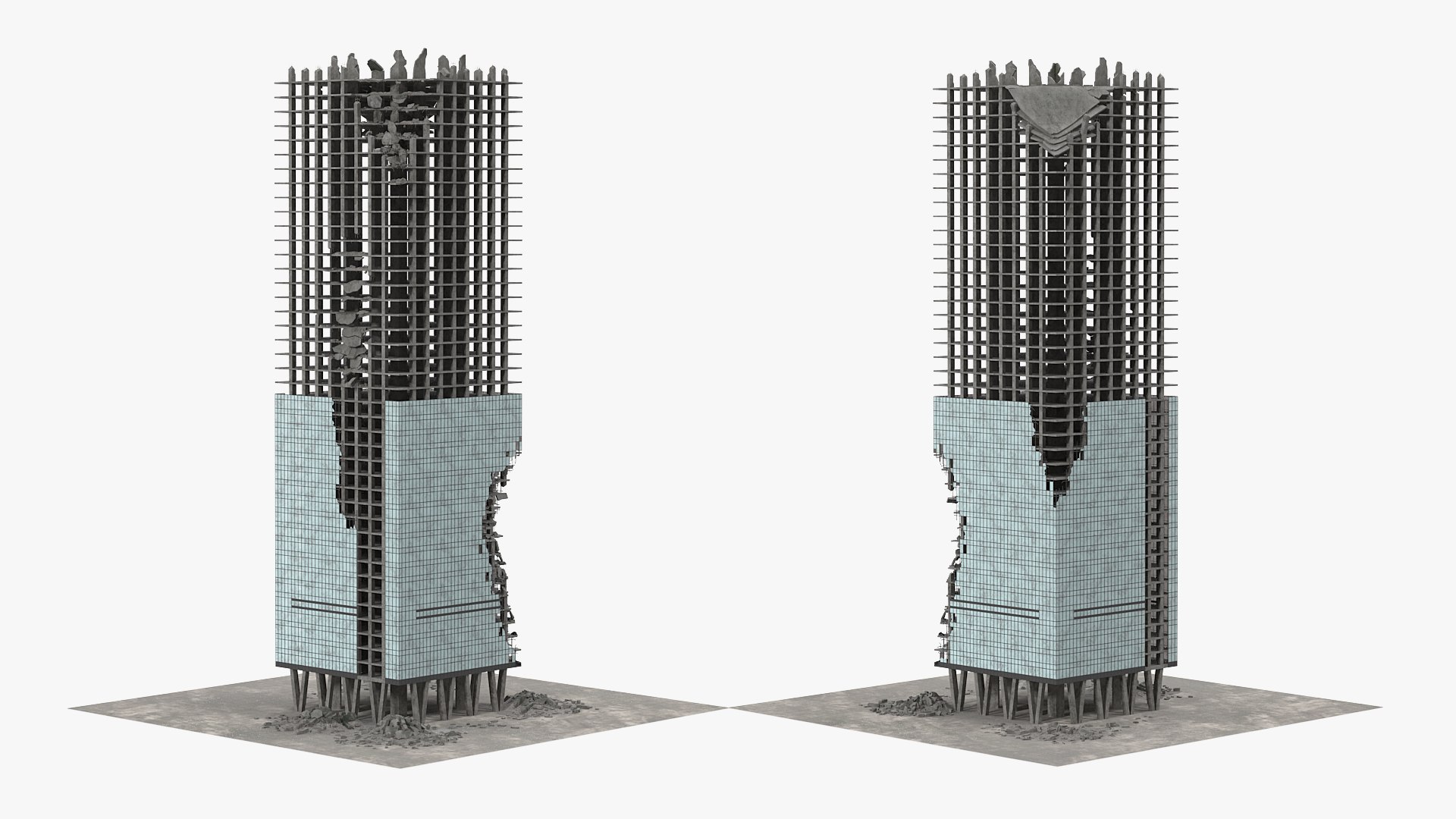 3D Model Destroyed Skyscraper - TurboSquid 1474074
