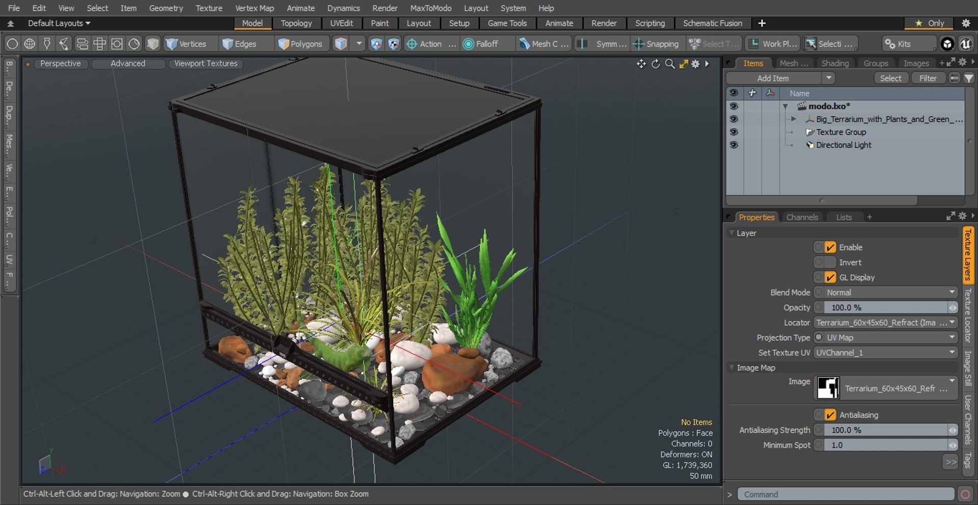 Big Terrarium with Plants and Green Lizard 3D model - TurboSquid 2143565