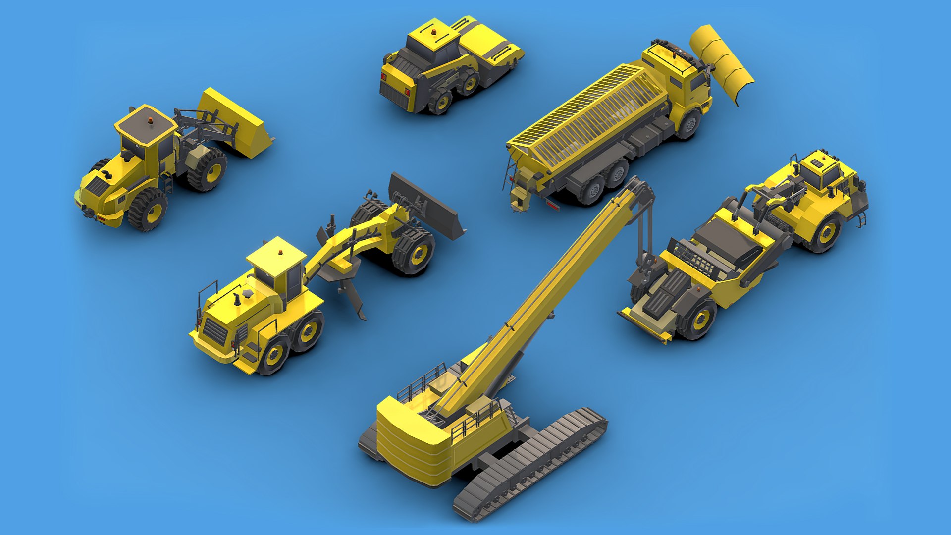 Collection Construction Vehicles Low- Poly 3D Model - TurboSquid 2164510