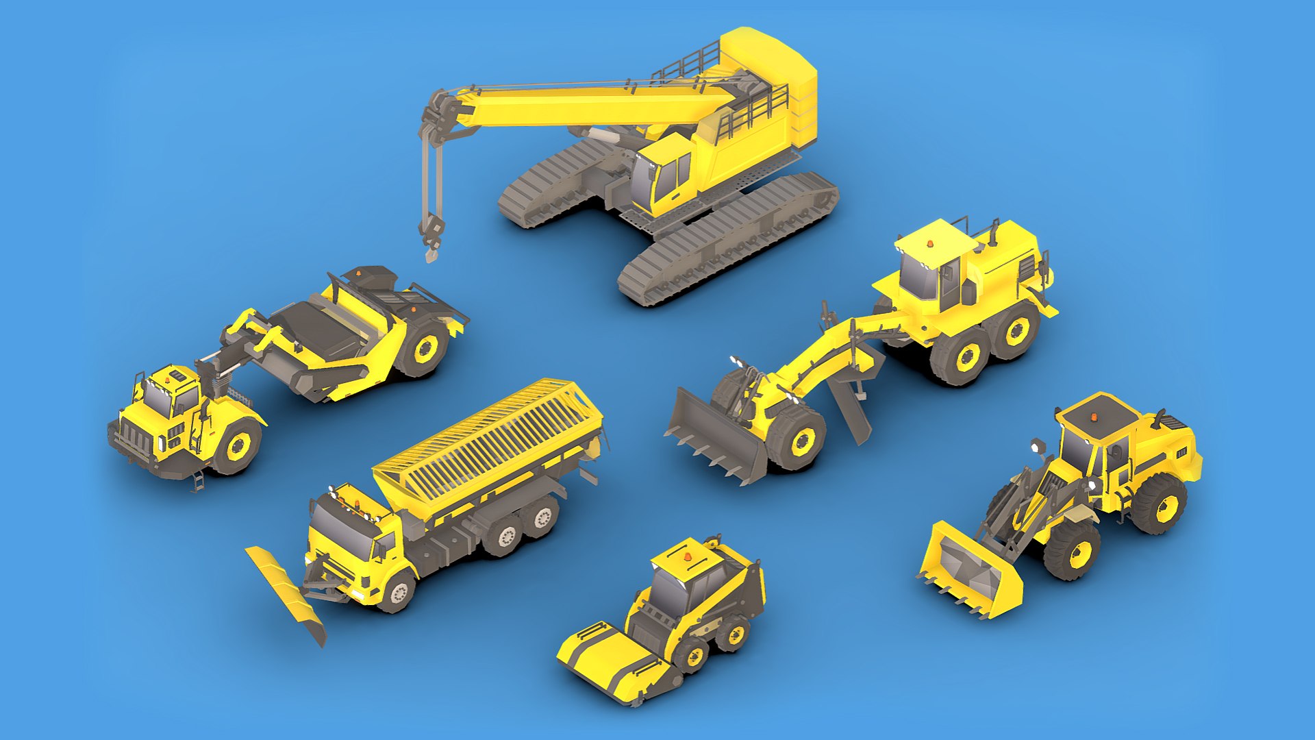 Collection Construction Vehicles Low- Poly 3D Model - TurboSquid 2164510