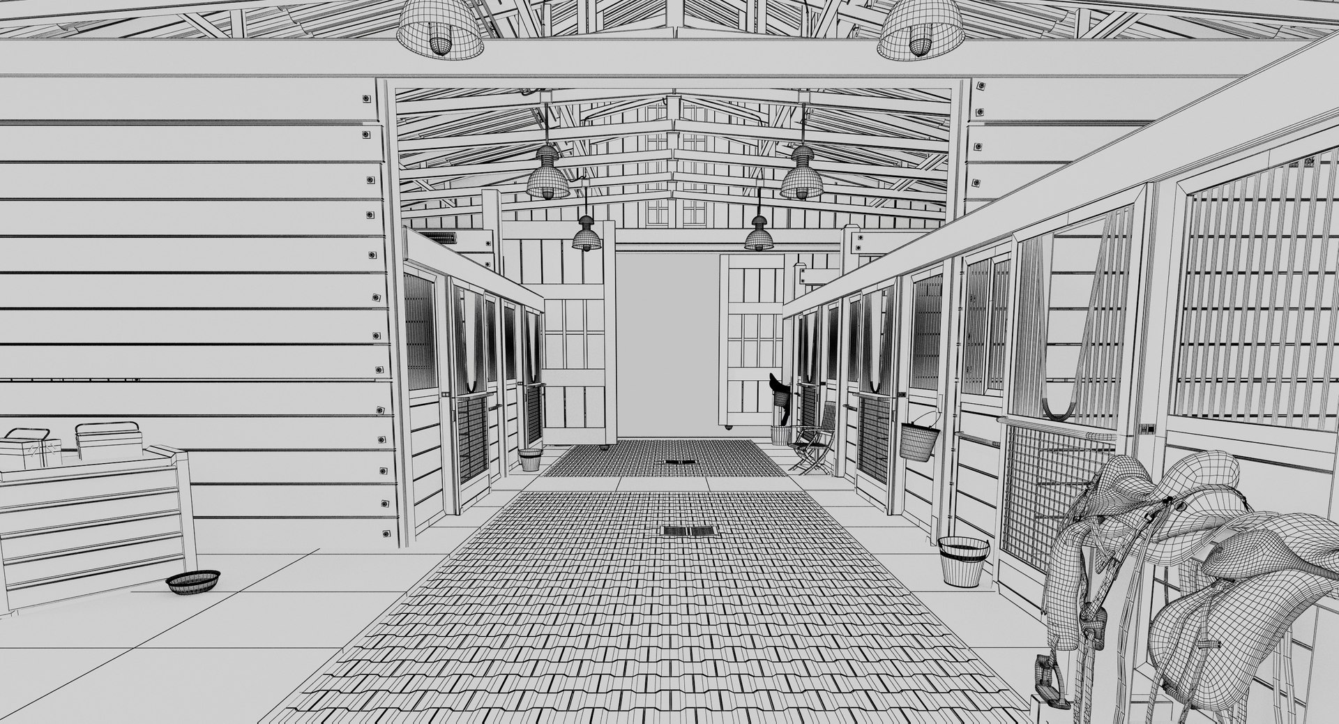horse stable 3d model