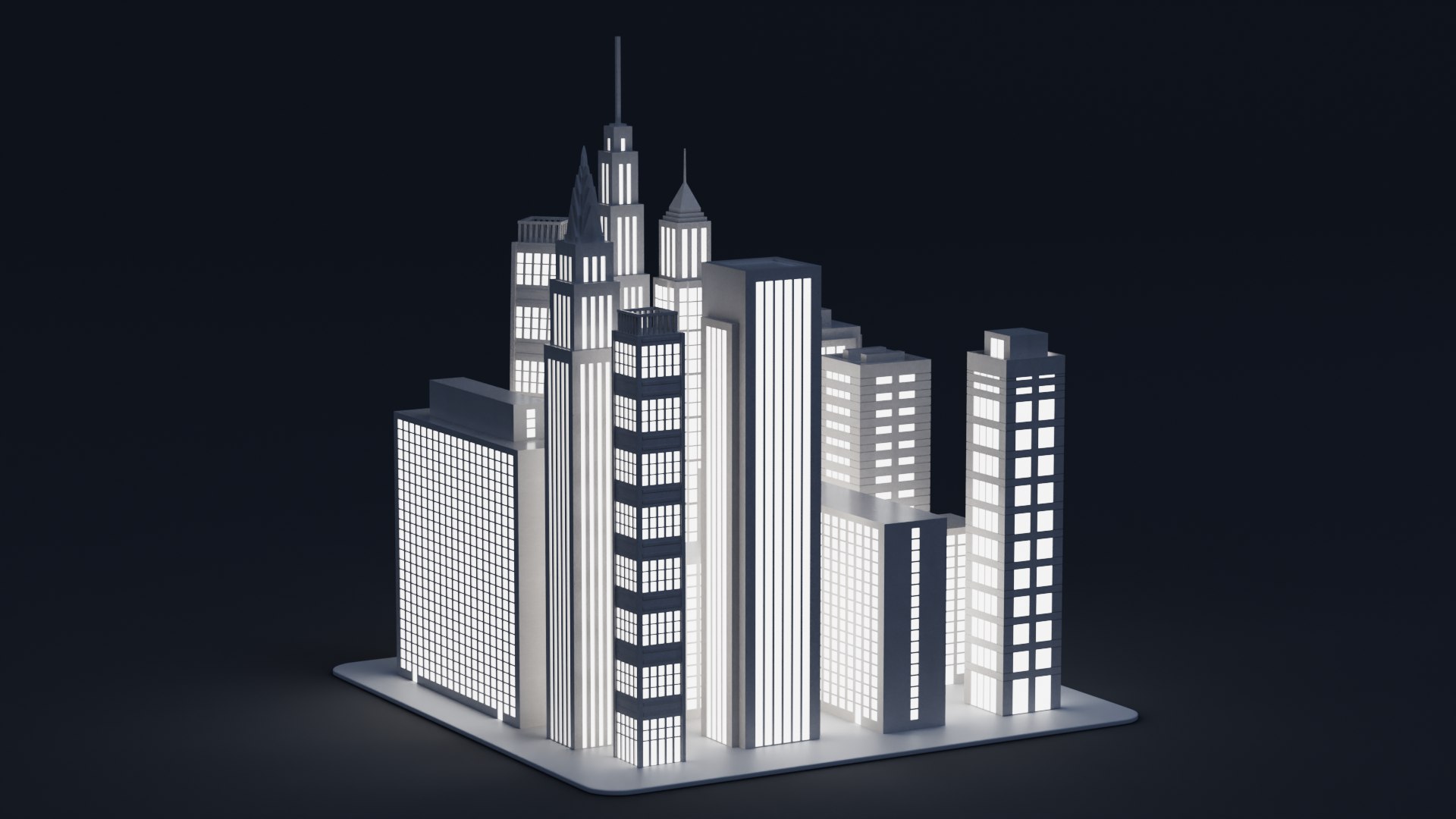3D Paper City Block Night Model - TurboSquid 2183953