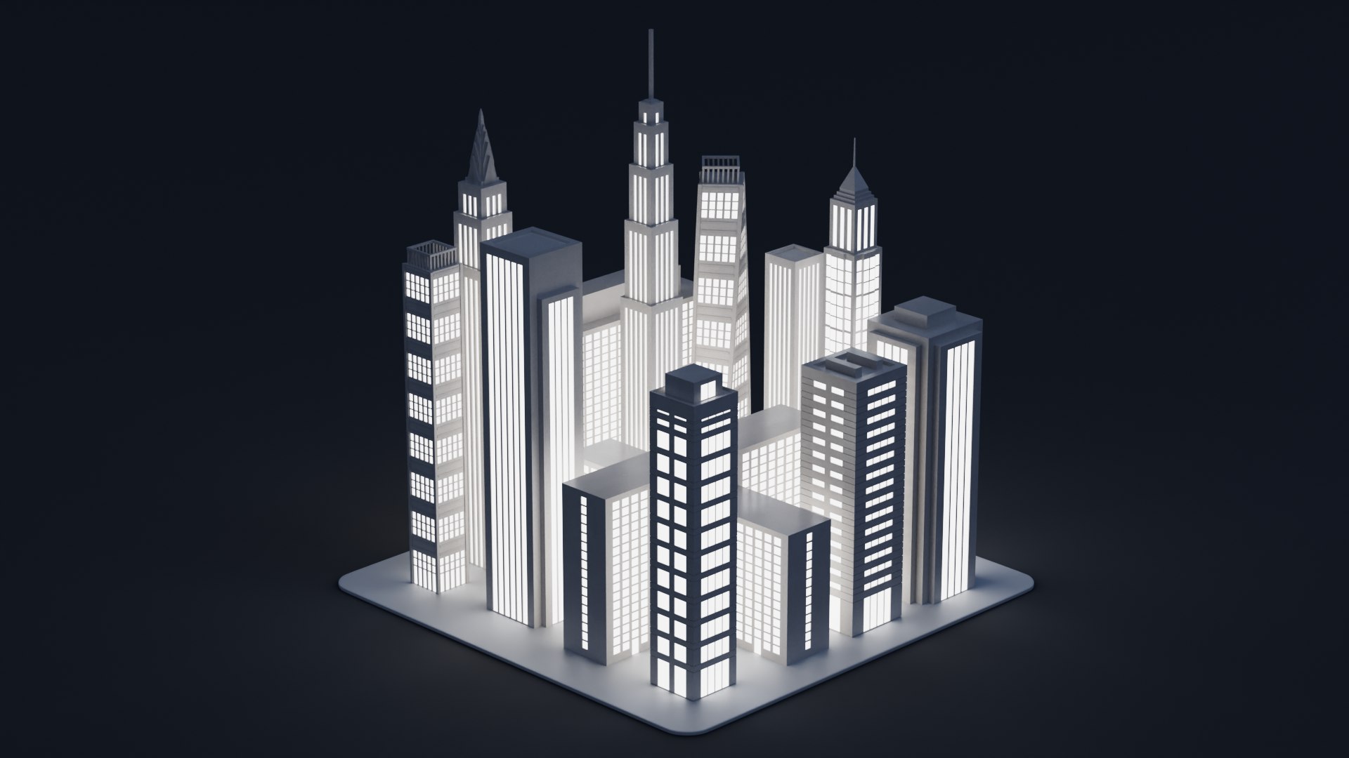 3D Paper City Block Night Model - TurboSquid 2183953