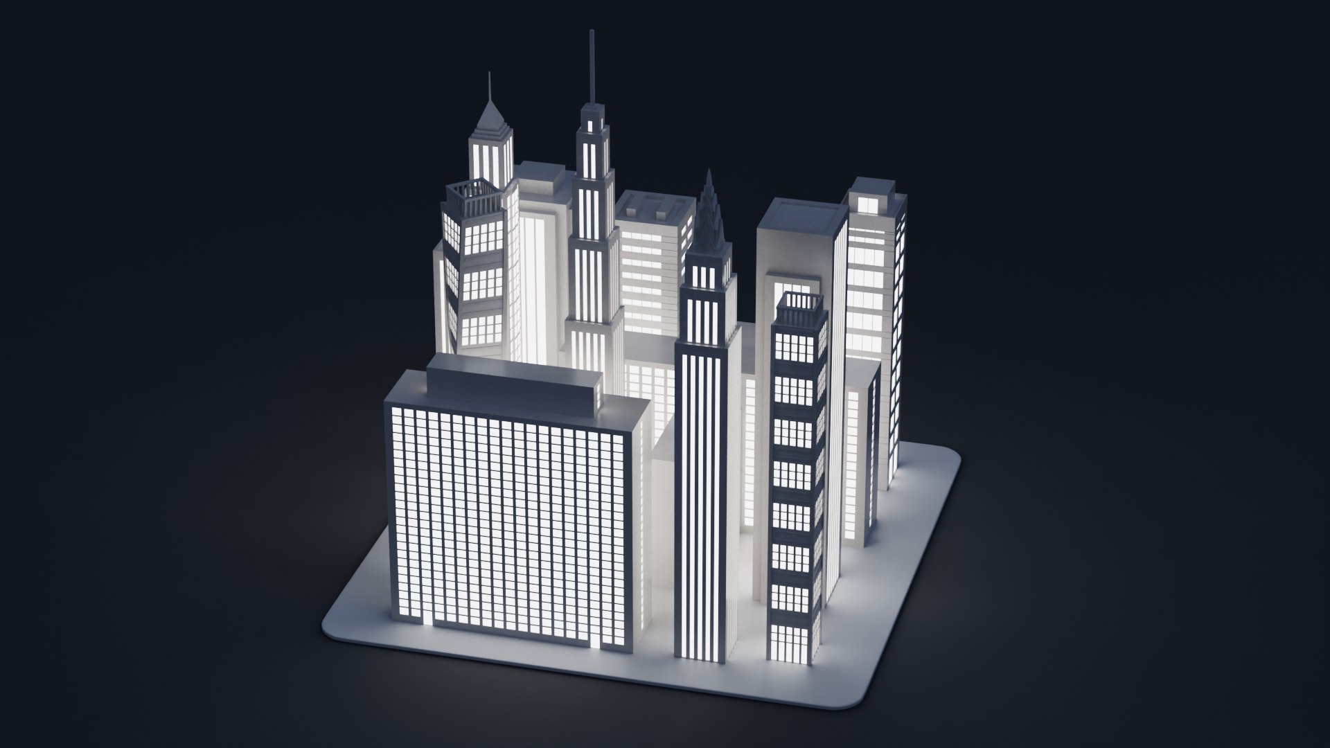 3D Paper City Block Night Model - TurboSquid 2183953