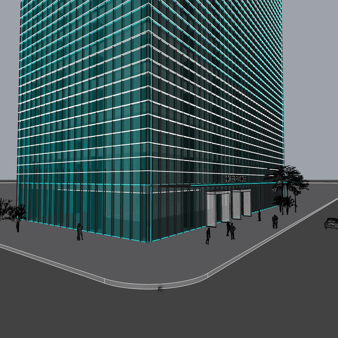 3D 24 story skyscraper building model - TurboSquid 1222482