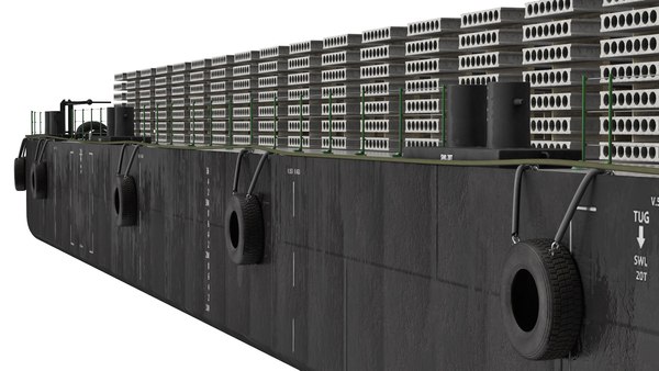 3D Pontoon Barge Loaded Concrete Slab model - TurboSquid 1839895