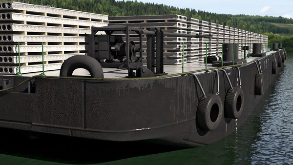 3D Pontoon Barge Loaded Concrete Slab model - TurboSquid 1839895