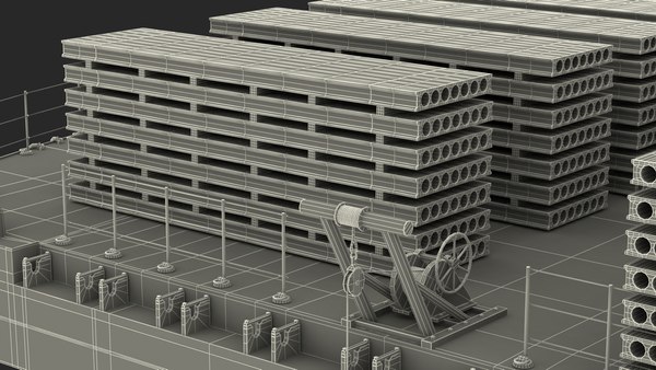 3D Pontoon Barge Loaded Concrete Slab model - TurboSquid 1839895