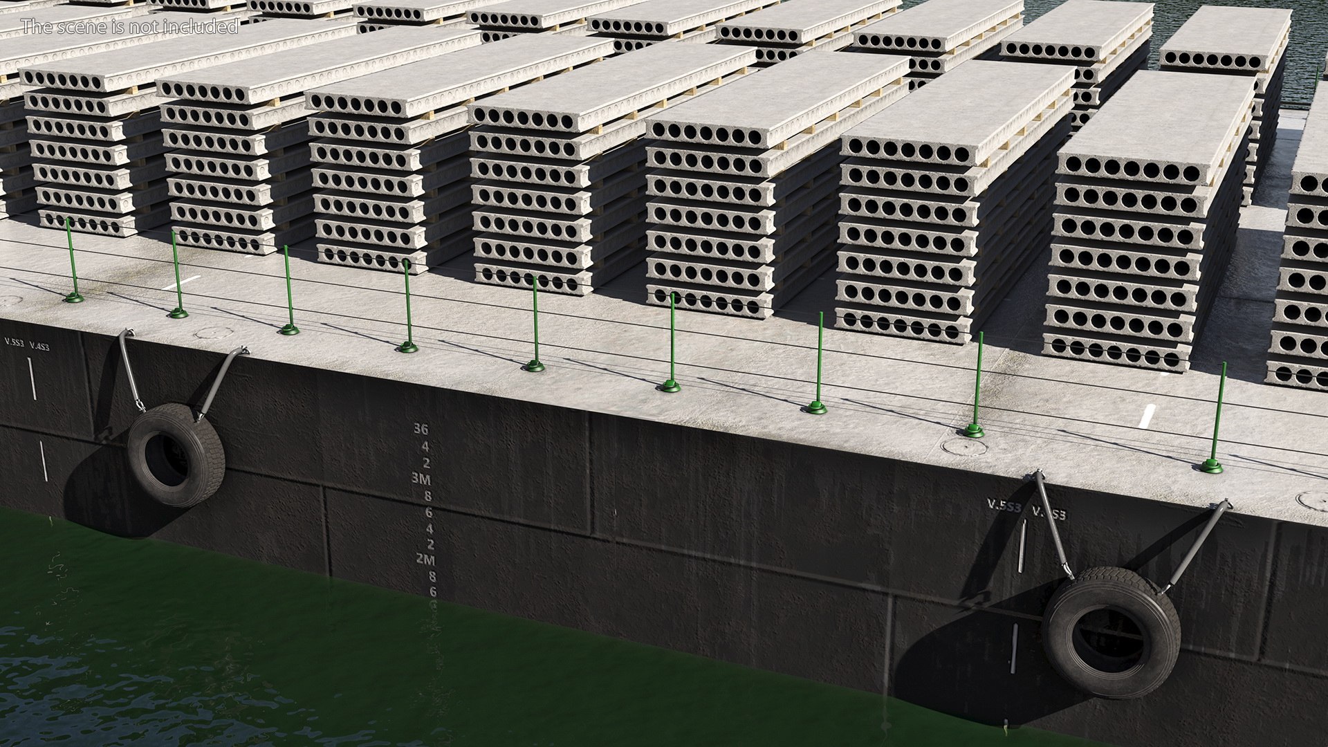 3D Pontoon Barge Loaded Concrete Slab model - TurboSquid 1839895