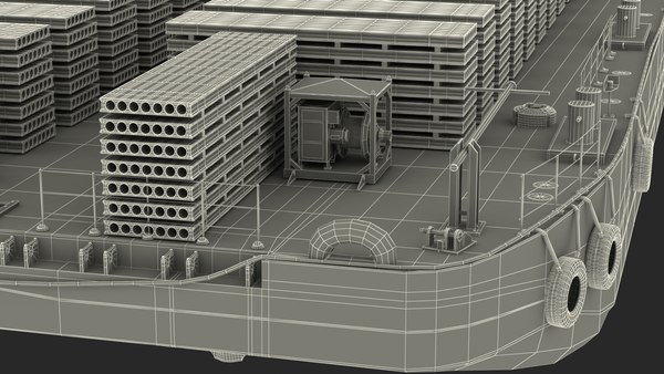 3D Pontoon Barge Loaded Concrete Slab model - TurboSquid 1839895