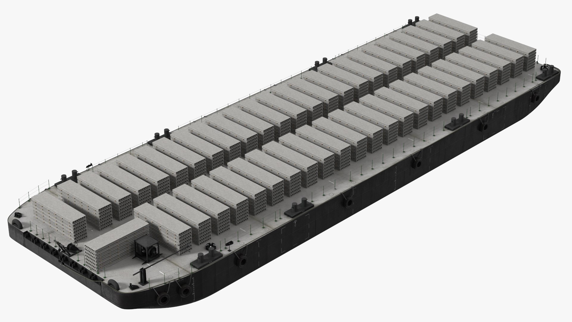 3D Pontoon Barge Loaded Concrete Slab model - TurboSquid 1839895