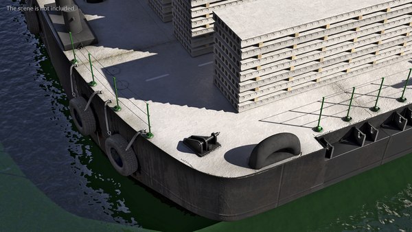 3D Pontoon Barge Loaded Concrete Slab model - TurboSquid 1839895