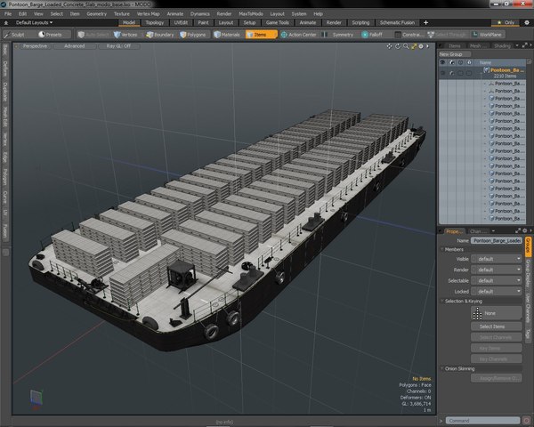 3D Pontoon Barge Loaded Concrete Slab model - TurboSquid 1839895