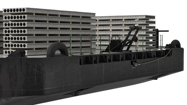 3D Pontoon Barge Loaded Concrete Slab model - TurboSquid 1839895