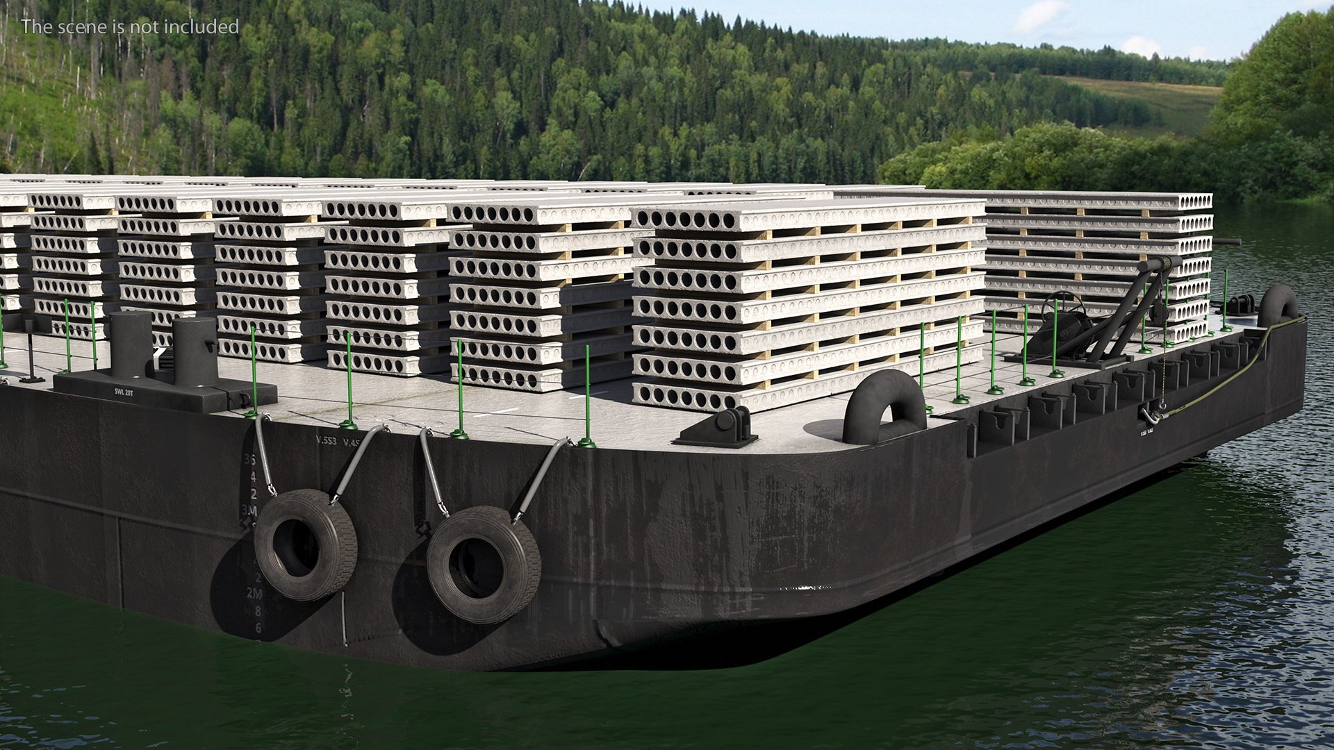 3D Pontoon Barge Loaded Concrete Slab model - TurboSquid 1839895