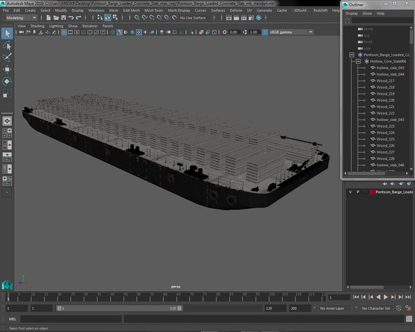3D Pontoon Barge Loaded Concrete Slab model - TurboSquid 1839895