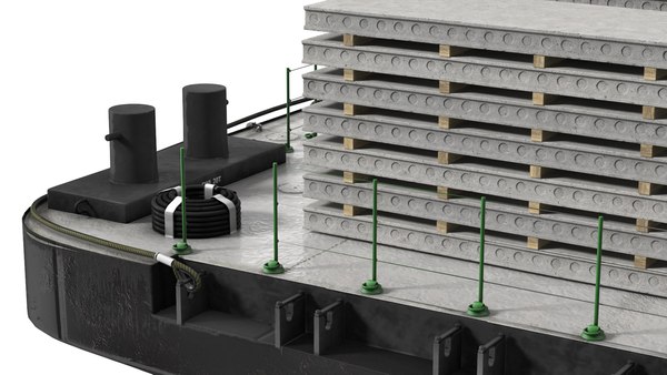 3D Pontoon Barge Loaded Concrete Slab model - TurboSquid 1839895