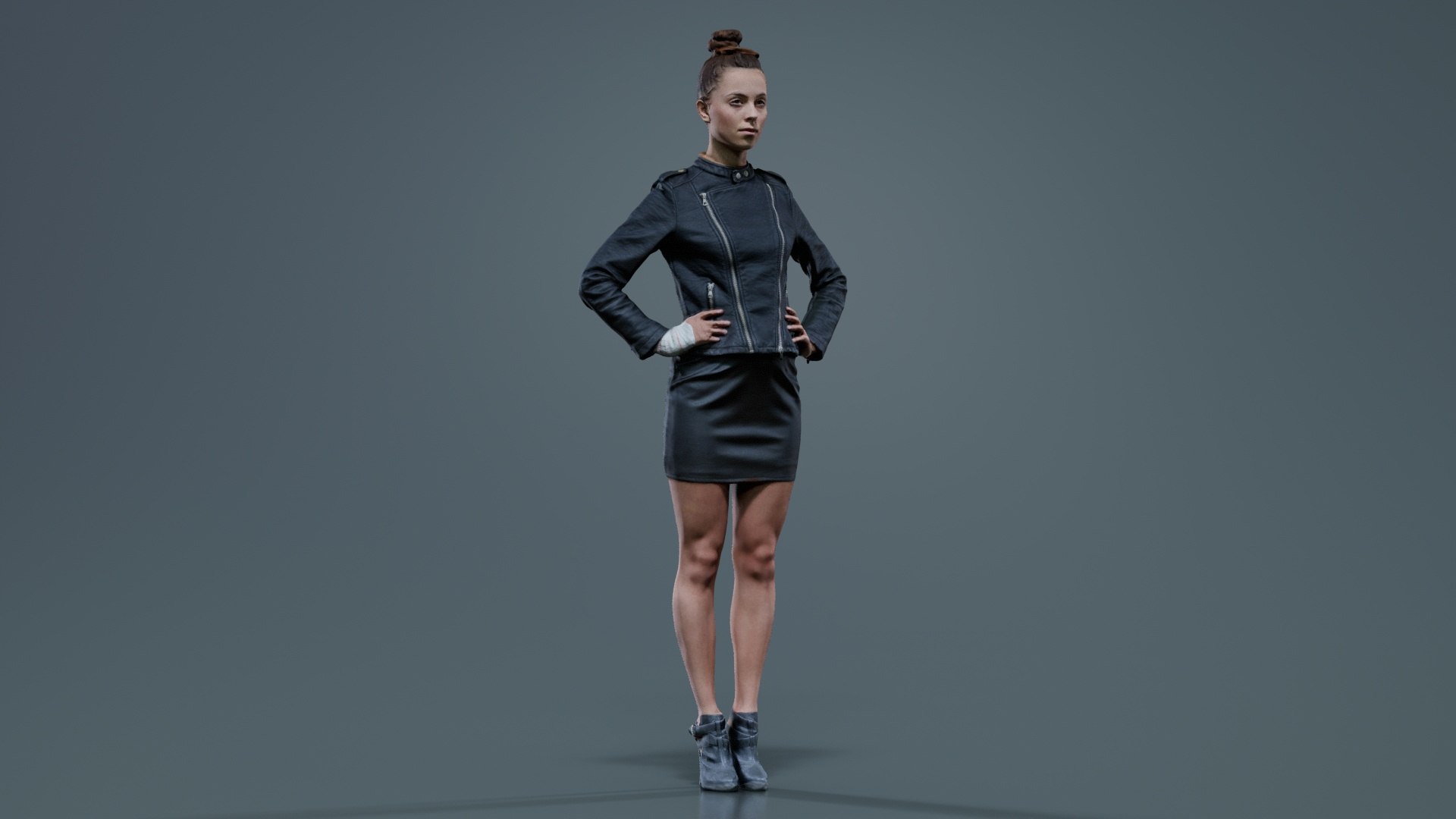 3D Leather Outfit Woman Posing Remastered Model - TurboSquid 2365219