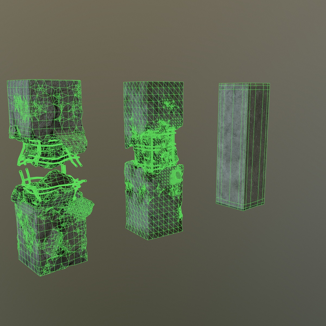 Damaged Pylon Set Model - TurboSquid 1484251